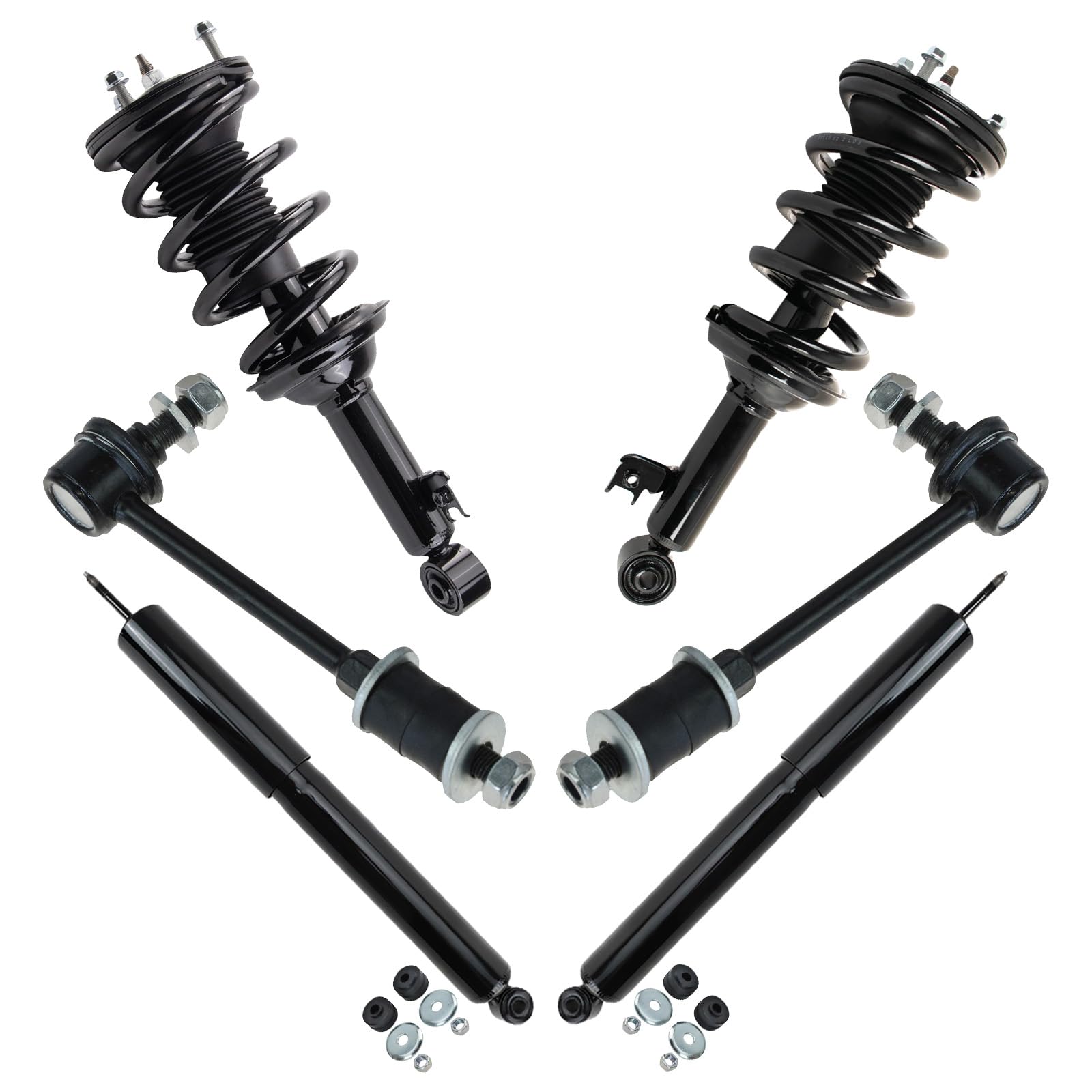 TRQ Front and Rear Suspension Kit Shock & Spring Strut Assembly Shock ...