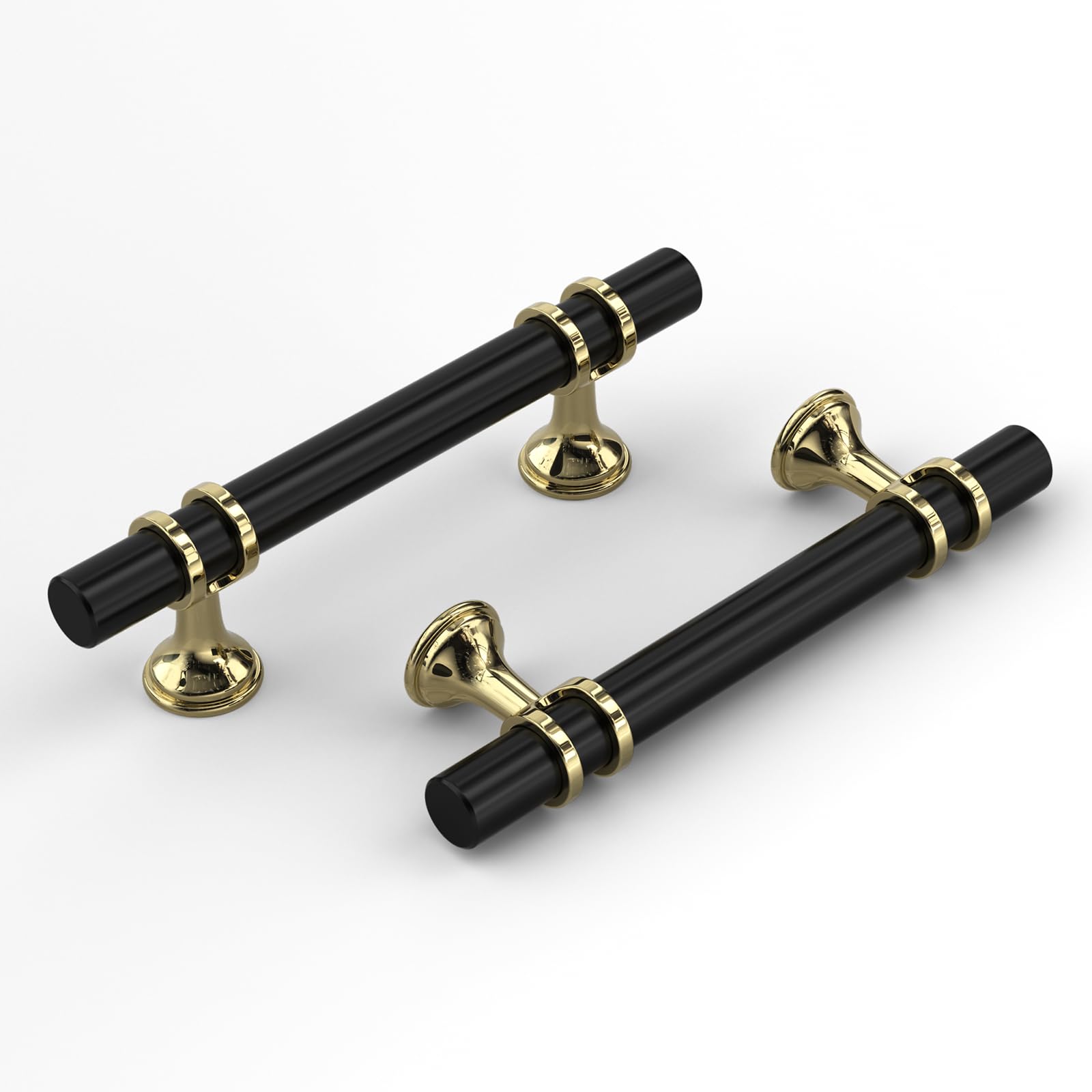 Haliwu 12 Pack/Black&Gold Cabinet Pulls, 2 Tone Cabinet Handles Drawer ...