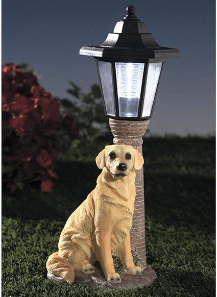Amazon.com : Bits and Pieces-Solar Golden Retriever Lantern-Solar ...