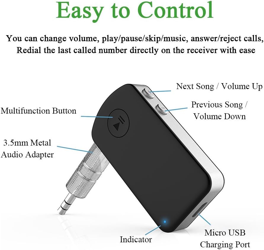 Friencity Bluetooth Audio Receiver for Car with Microphone, Advanced V4 ...