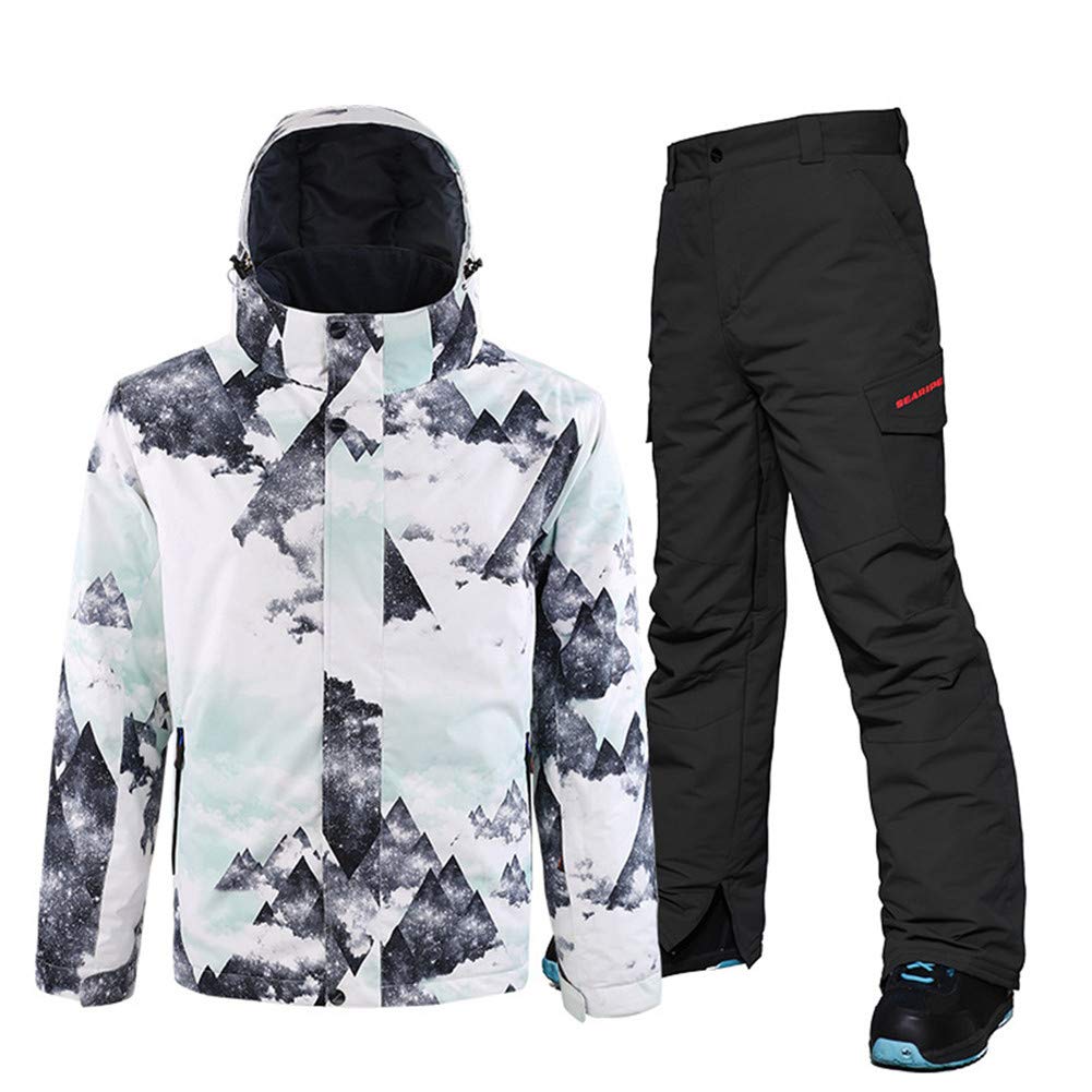 Men's Ski Suit Waterproof Snowsuit Winter Ski Jacket and Pants Set ...