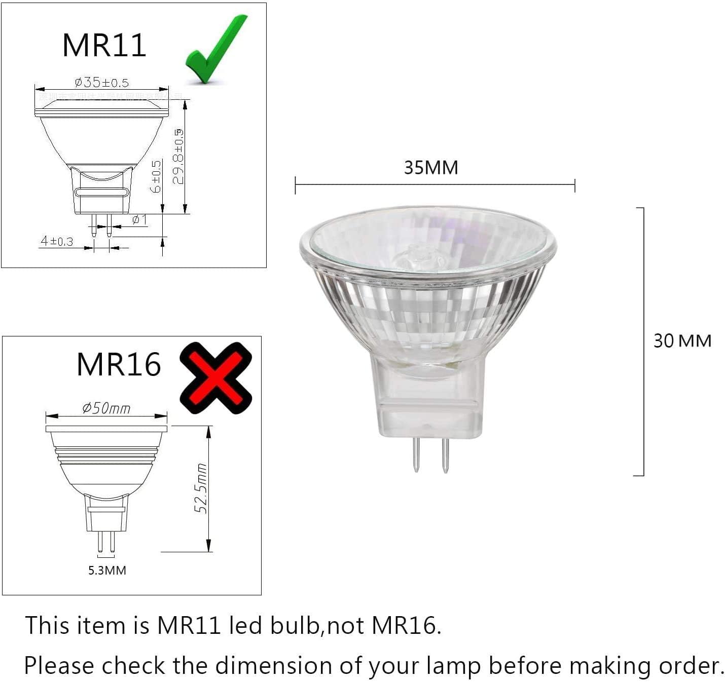 MR11 Halogen Light Bulbs, 20W 12V MR11 GU4 Halogen Spot Bulbs Lamp, Warm White,Pack of 6 – BigaMart