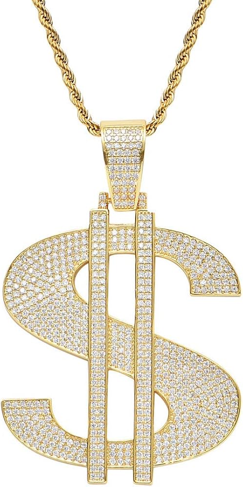 Gold Chain for Men with Dollar Sign Hip Hop Chain Necklace Pendant ...