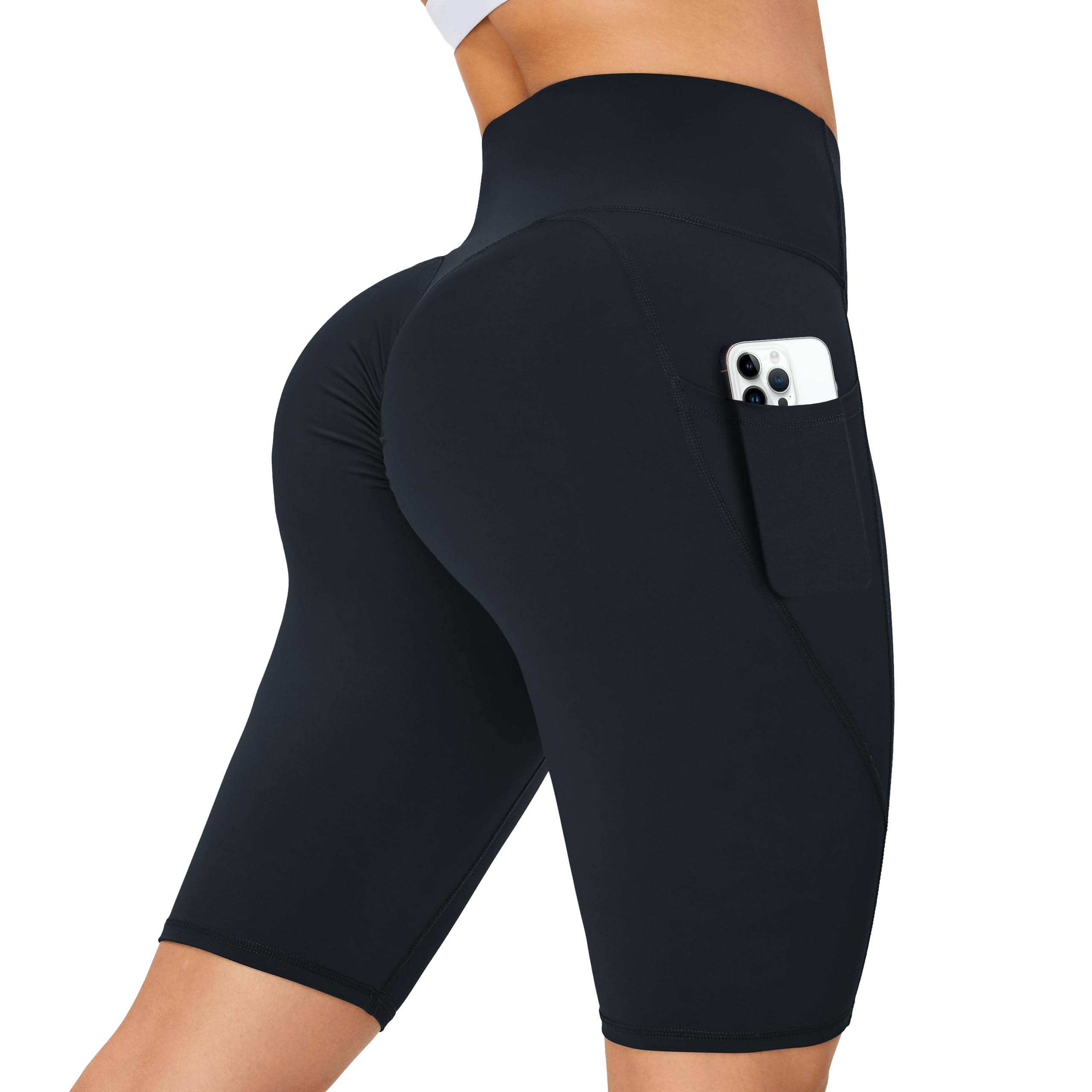 RUNNING GIRL High Waisted Shorts for Women with Pockets Workout Scrunch ...