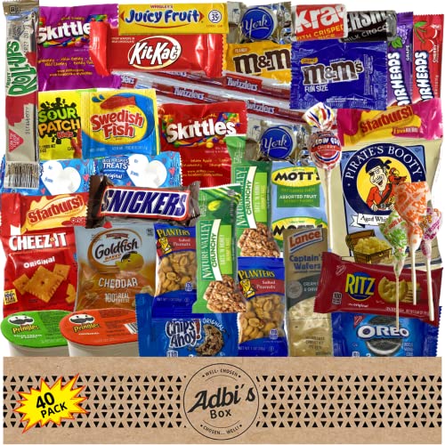 ADBI's Box, Snacks Variety Pack (40 Count) Mini Snacks and Candy ...