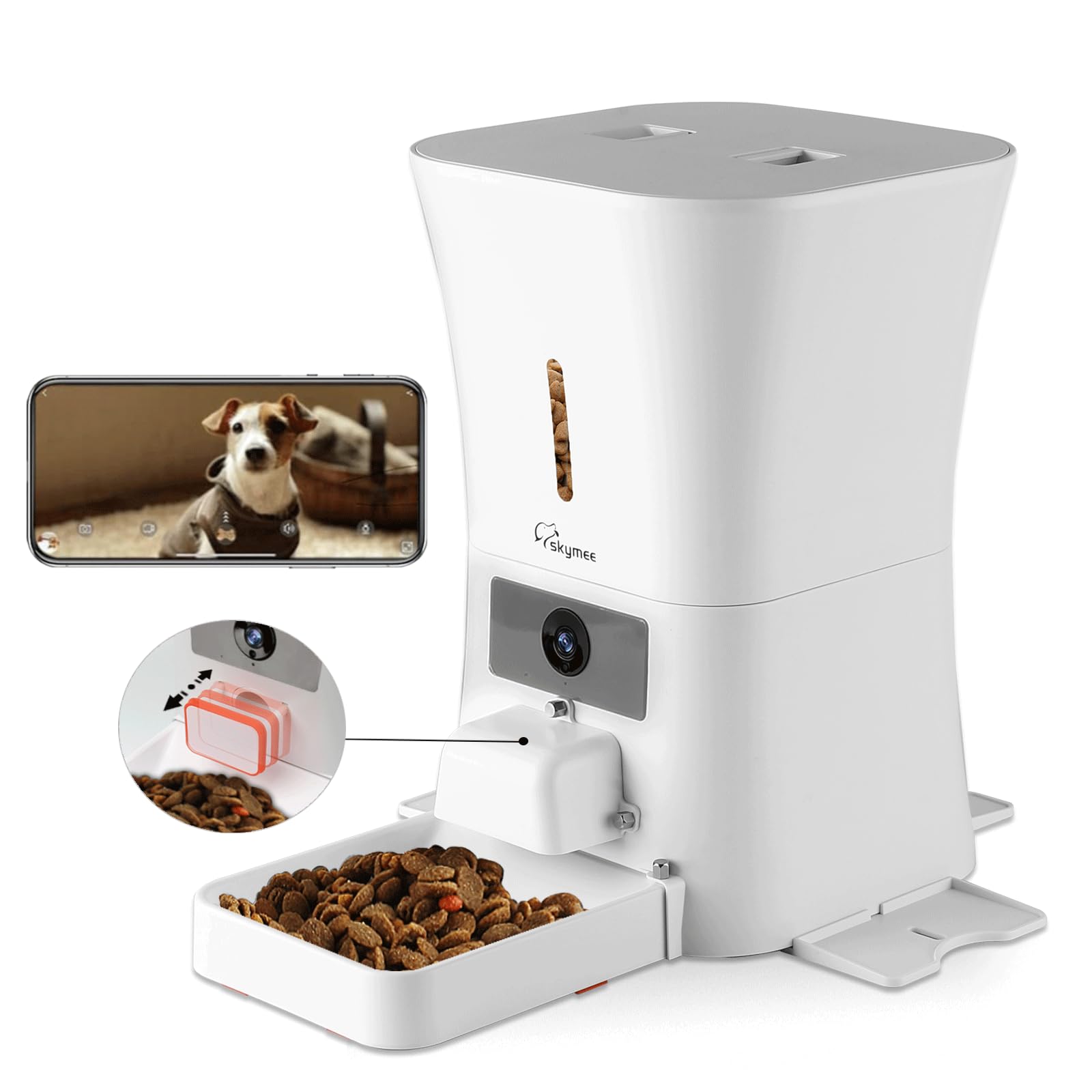SKYMEE 8L Smart Automatic Dog Feeder Large Breed with Camera, 5G WiFi ...