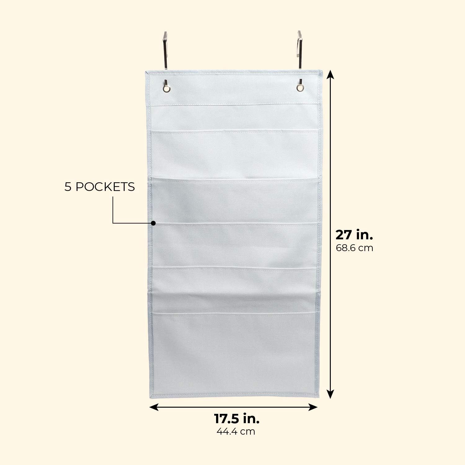 5 Pocket Hanging File Folder Organizer, Cascading Wall Organizer (Grey ...