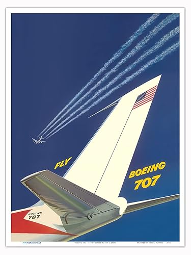 Fly the Boeing 707 Aircraft - Vintage Travel Poster by David Klein c ...