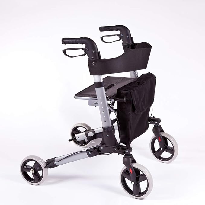 Rollator in Alluminio Pieghevole Deluxe - Deambulatore per Anziani con ...