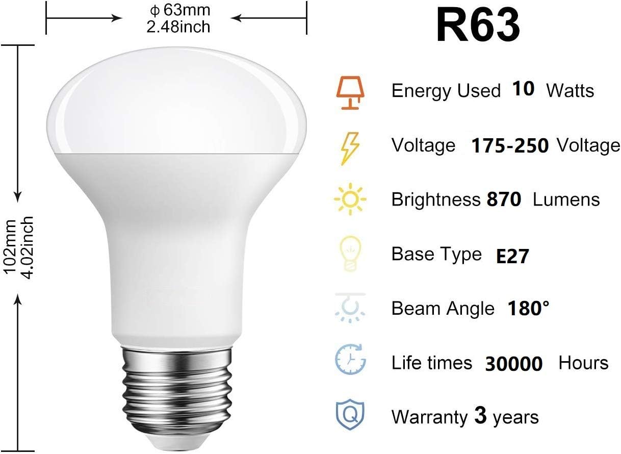 REPSN® 10W=75W LED R63 Reflector Light Bulbs E27 Cap ES Edison Screw ...
