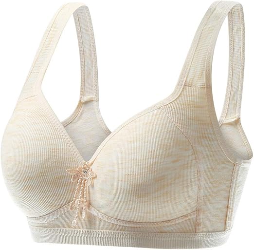 Ladies Solid Color Vertical texture Bra Women's Comfortable Breathable ...