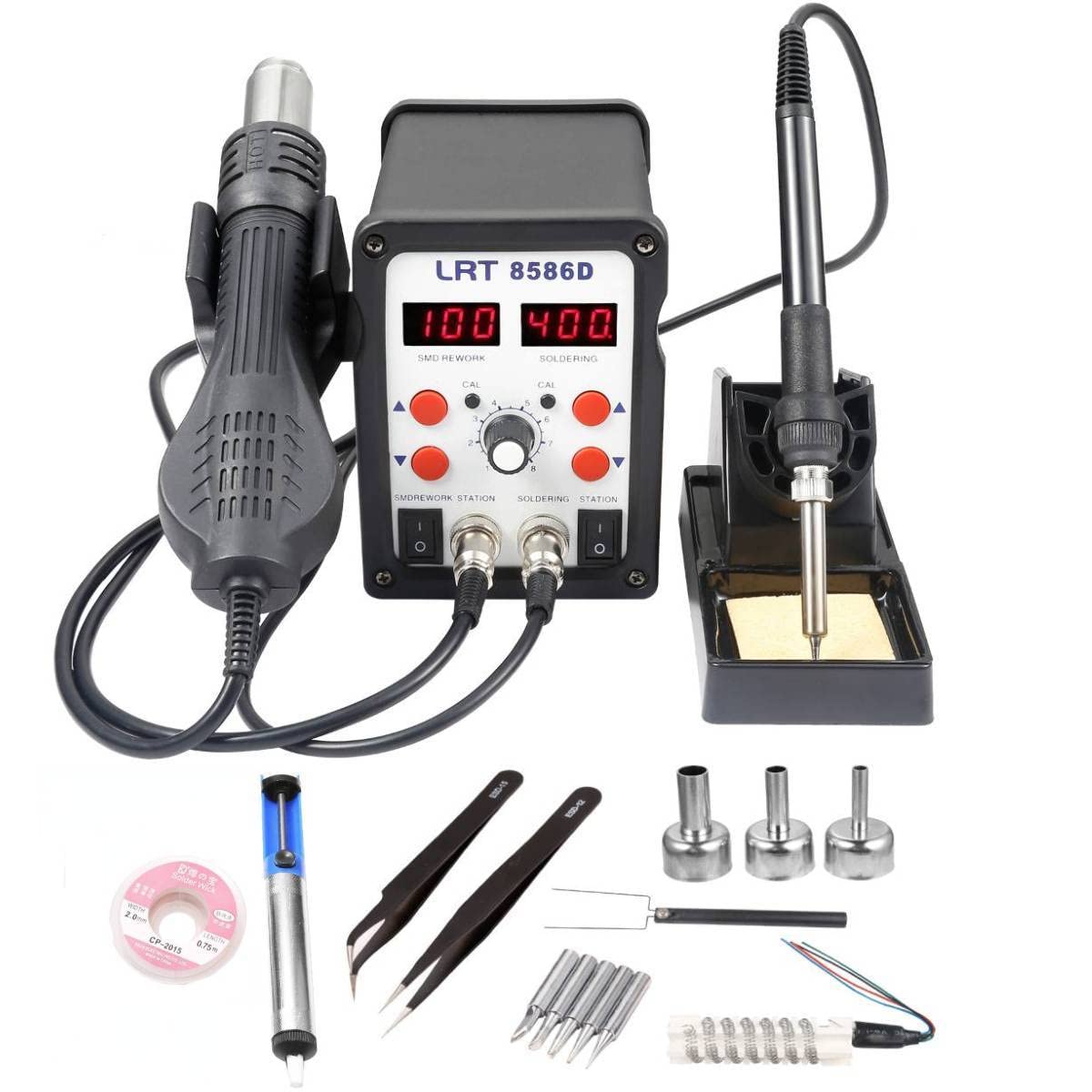 LRT 8586D Digital Soldering Station Hot Air Rework Station 2in1 Heat ...
