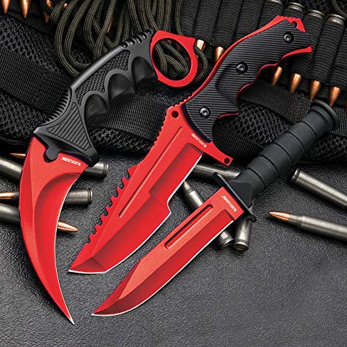 BLACK LEGION Red Fury Triple Knife Set – Includes Metallic Red ...