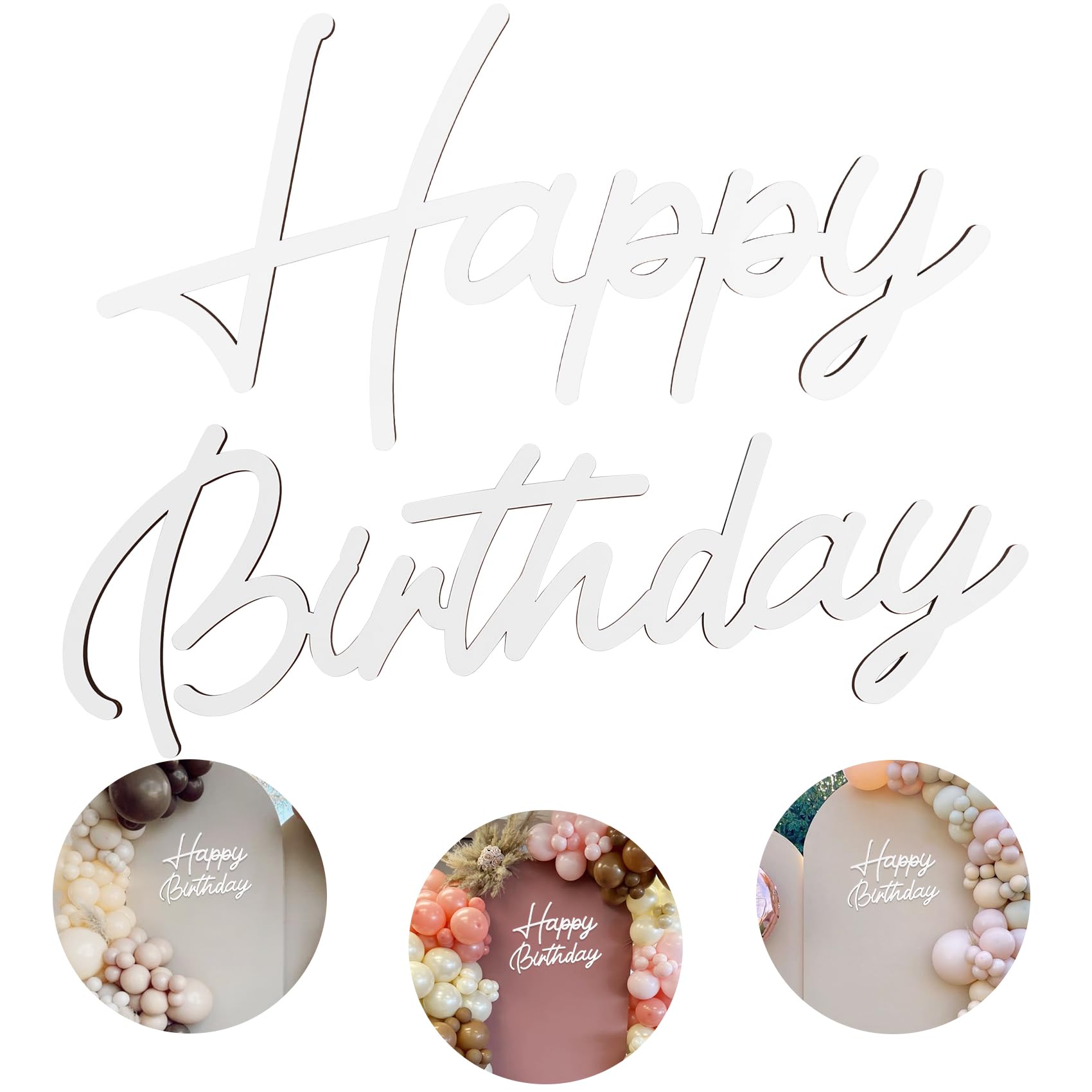 JALANCY Happy Birthday Wooden Sign with White Painted Cutout Wooden ...