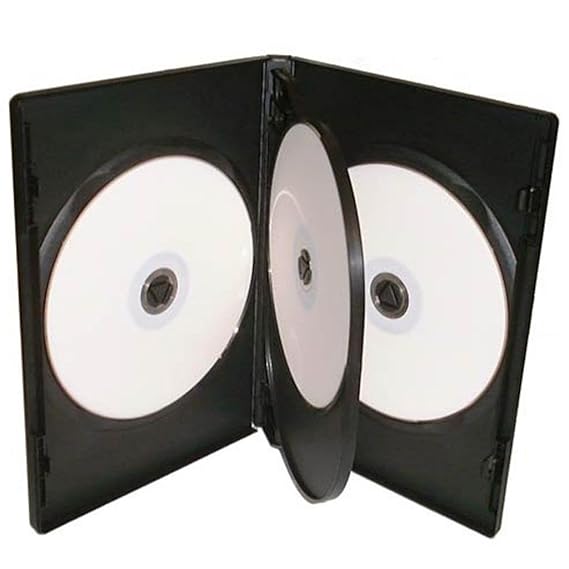 Four Square Media 10 X CD DVD / BLU RAY 14mm Black DVD 4 Way Case for 4 ...