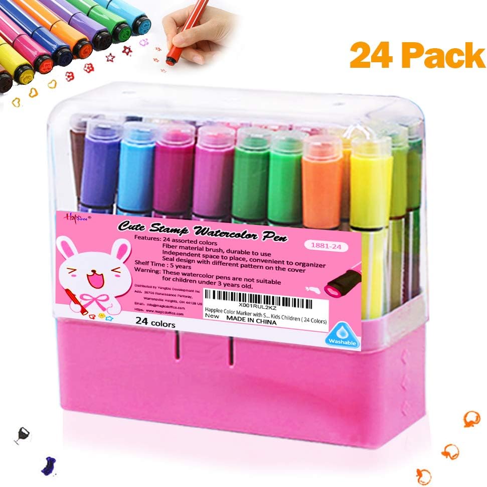 Amazon.com : Happlee Coloring Markers - 24 Colors Washable Markers for ...