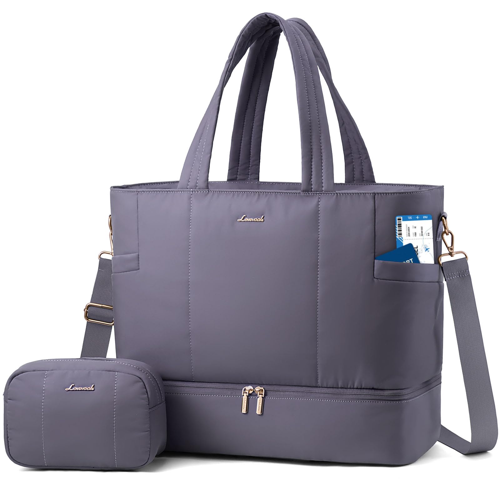 LOVEVOOK Travel Duffle Bag, Puffer Weekender Bags for Women with Shoe ...