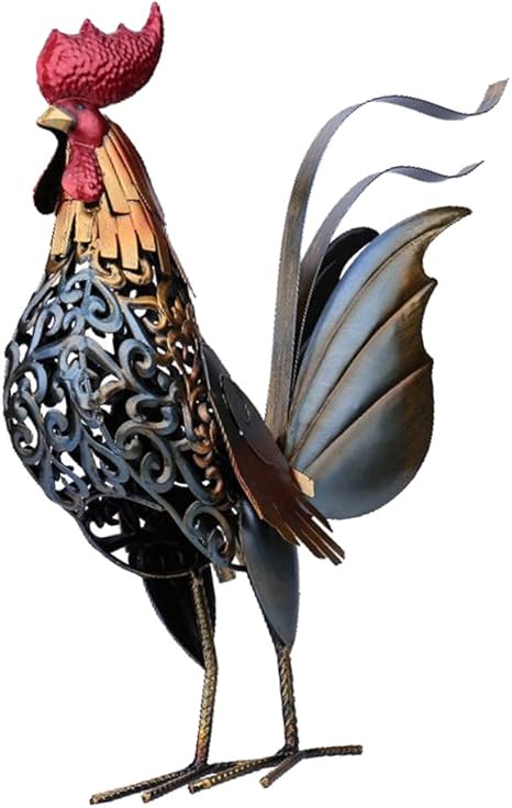 PETSOLA Metal Cockerel Garden Ornament Animal Patio Ornaments Indoor ...