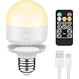 SCOPOW 1PC Rechargeable Light Bulbs with Remote Control Timer and 3 ...
