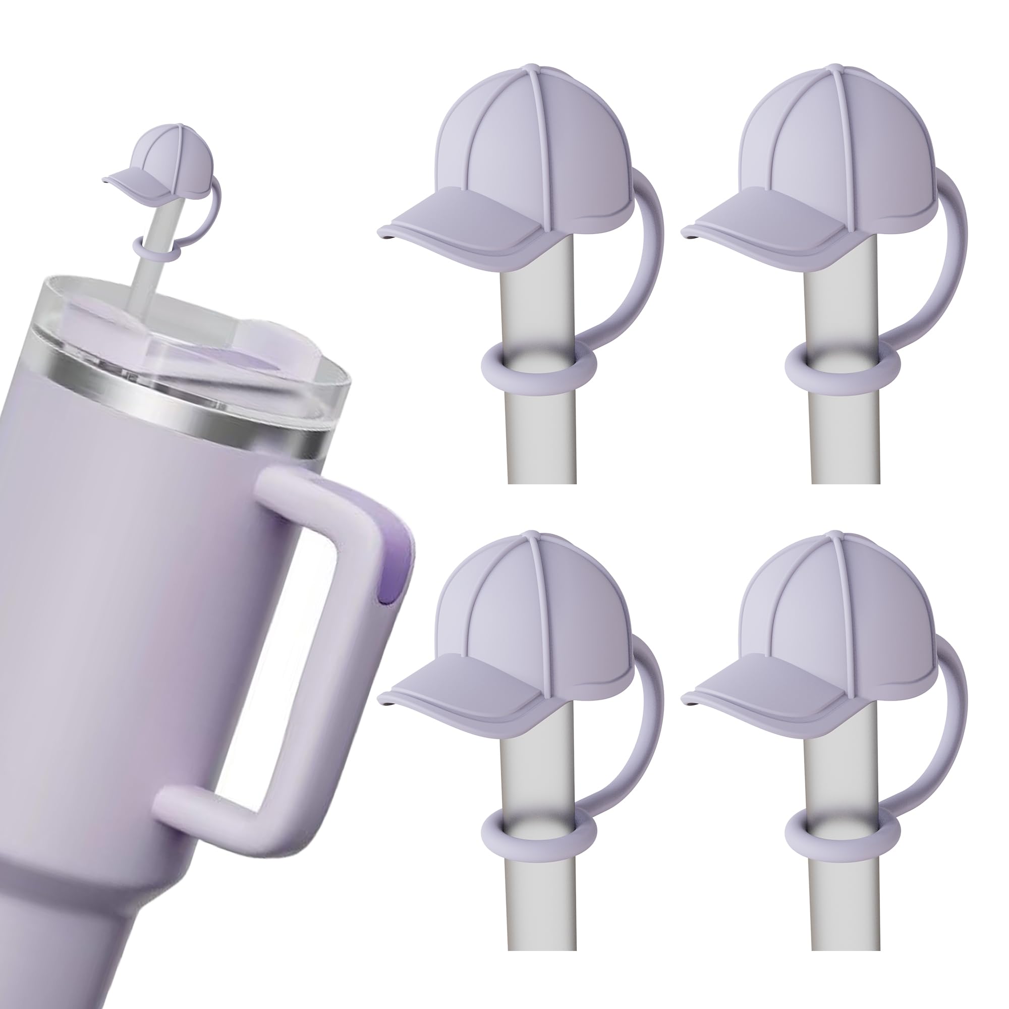 4Pcs Purple Softball Cap Straws Cover Cap for Stanley Cup 40oz/30oz ...