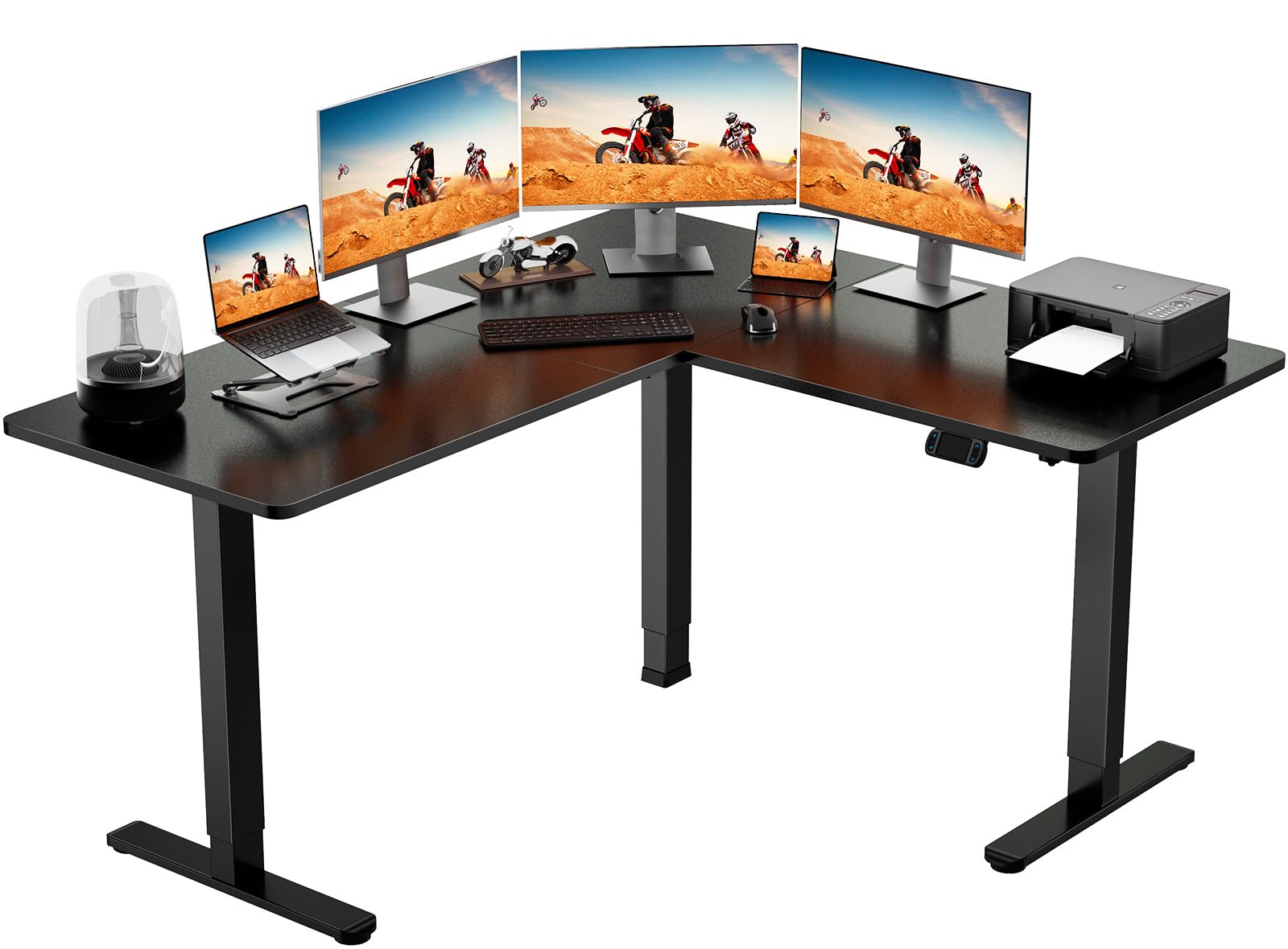 ErGear L-Shaped Electric Standing Desk, 63 inches Double Motor Height ...