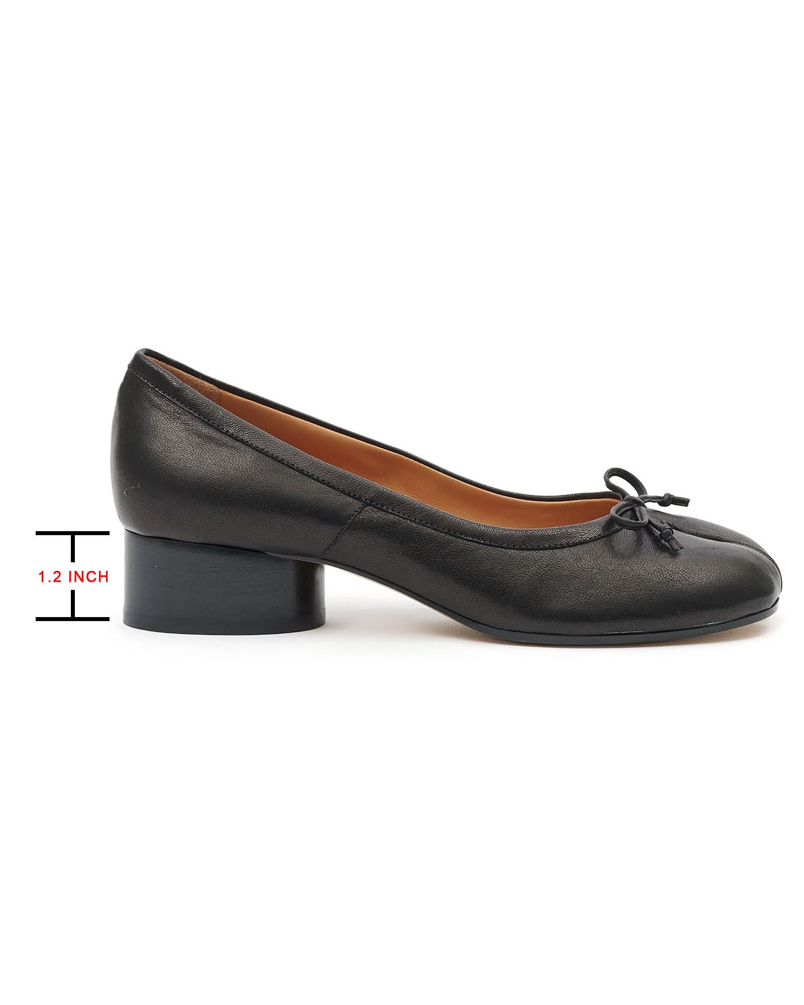 Mua KOKOMOMO Black Bow Split Toe Ballet Heels for Women Japanese Tabi ...