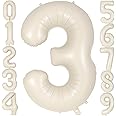 Amazon.com: Cream Number 3 Balloon 40 Inch, Big Large Foil Helium ...