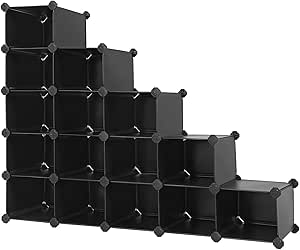 Amazon.com: SONGMICS Shoe Rack, Space-Saving 15-Slot Plastic Shoe ...