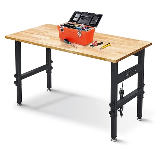 Siavonce 48 Inch Workbench 48" Adjustable Workbench With Power Outlets ...