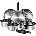Amazon.com: ROYDX 3-Ply Pots and Pans Set, 18/10 Stainless Steel Kitchen Removable Handle ...