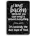 Amazon.com: AUCCMORLY Aluminum Sign, I Love Bacon Sign, 8"x12" Funny ...
