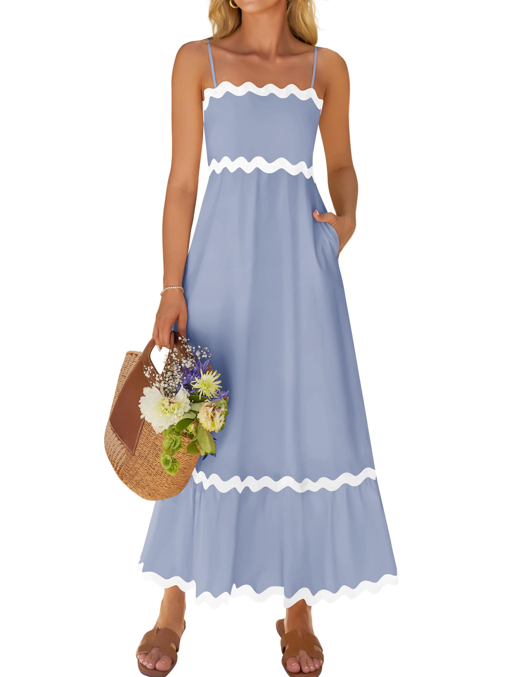 ZESICA Women's 2025 Summer Spaghetti Straps Sleeveless Backless ...