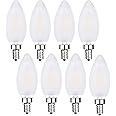 Sunaiony Frosted LED Candelabra Bulbs Dimmable 60 Watt Chandelier Light Bulb, Torpedo Frosted ...