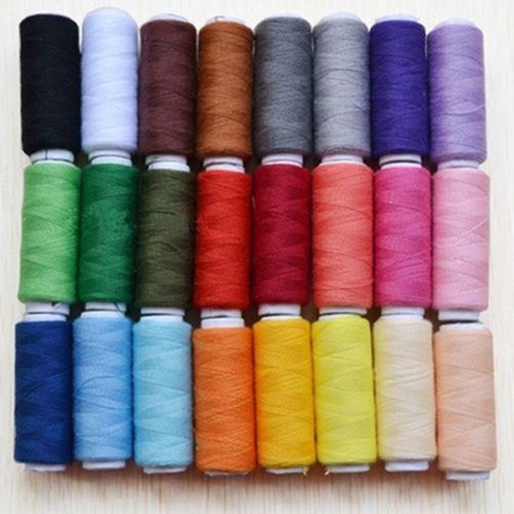 Amazon.com: 24 Color 100% Cotton Spools All Purpose Polyester Sewing ...