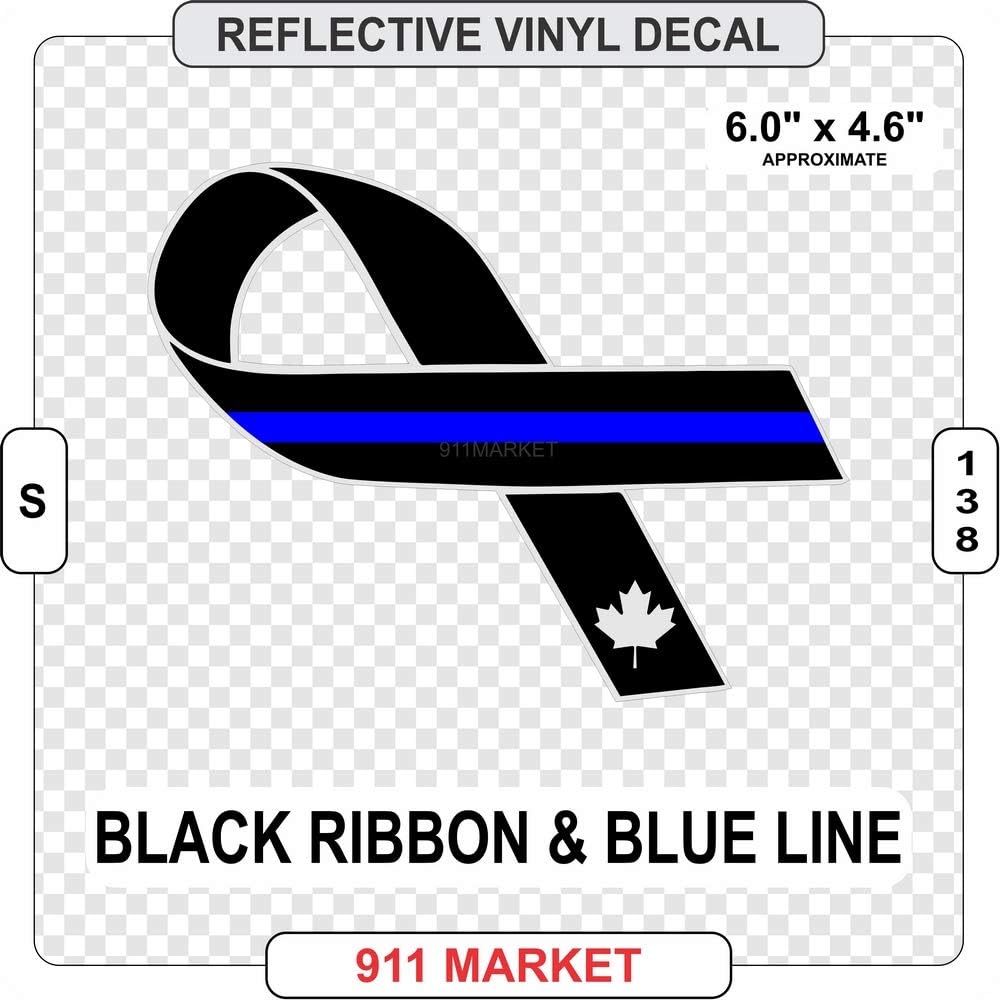 Canadian Ribbon Blue Line Reflective Decal Canada Police Sticker - S ...