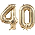 Amazon.com: 40 Inch Light Gold 40 Number Balloons White Gold Giant 40 ...