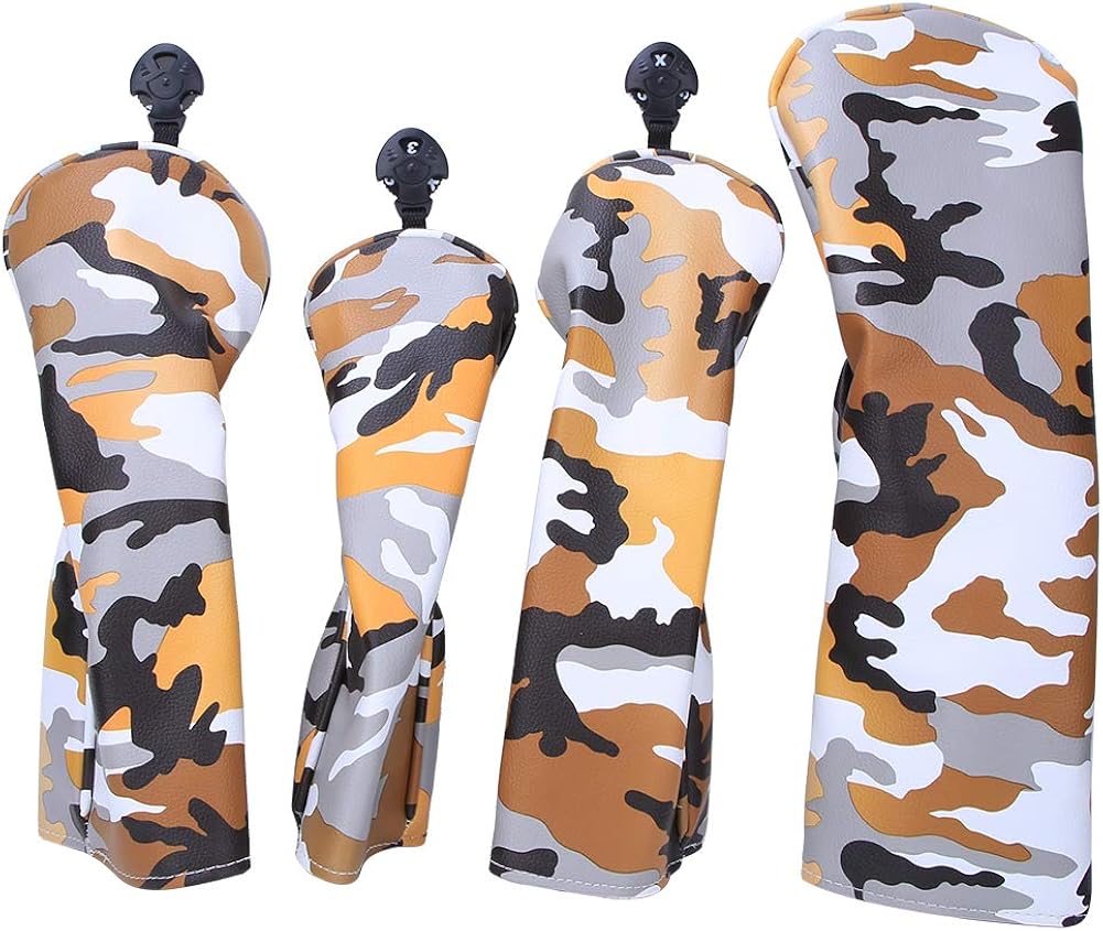 iFCOW Golf Club Cover, 4PCS PU Leather Camouflage Waterproof Thicken ...