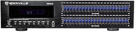 Rockville REQ42-B Black 19" Rack Mount 2 x 21 Band Equalizer with ...