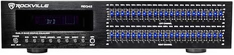 Rockville REQ42-B Black 19" Rack Mount 2 x 21 Band Equalizer with ...