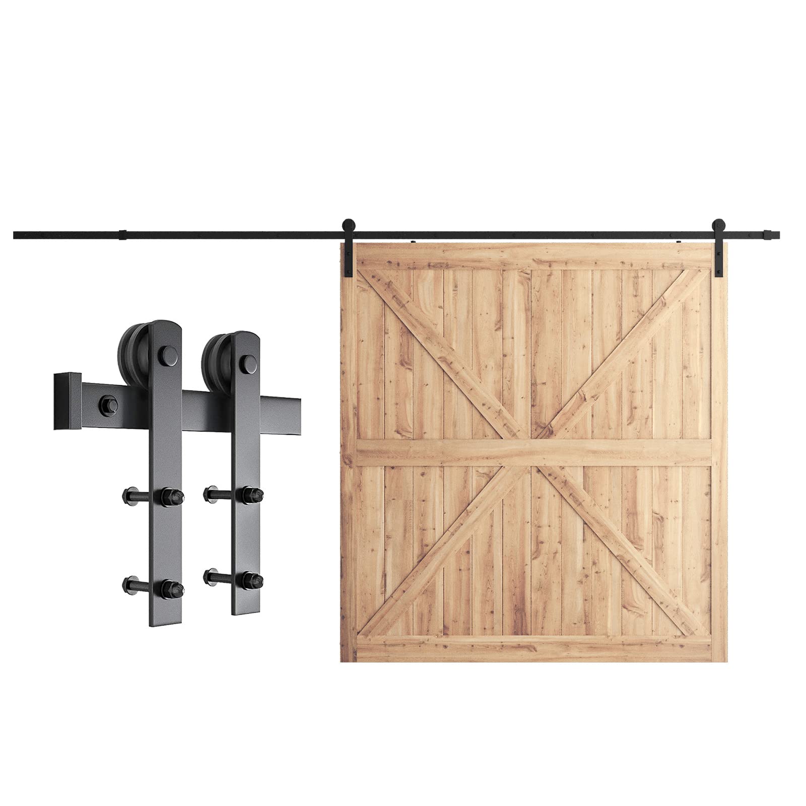 SMARTSTANDARD 12ft Barn Door Hardware kit, Barn Door Track, Sliding ...