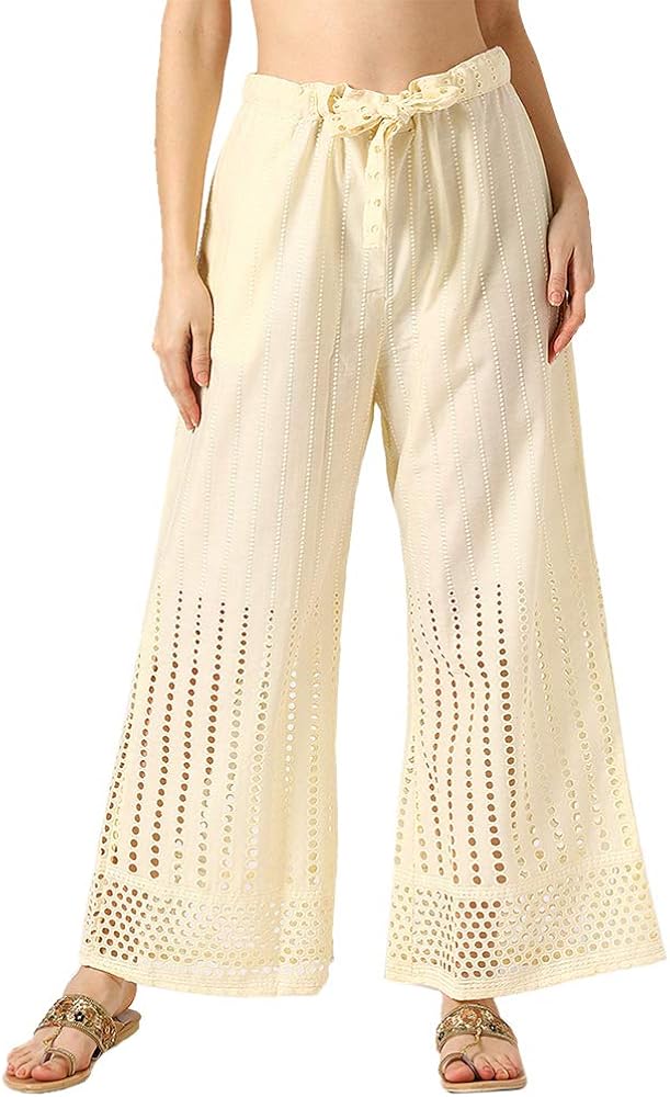 Buy V2 VALUE & VARIETY Women Plazo (Off White)-1121044935008 at Amazon.in