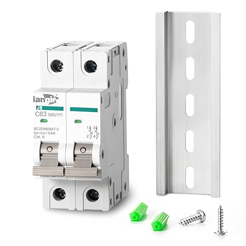 2P DC Circuit Breaker 63A 500V, DIN Rail Mount Solar Disconnect Switch ...
