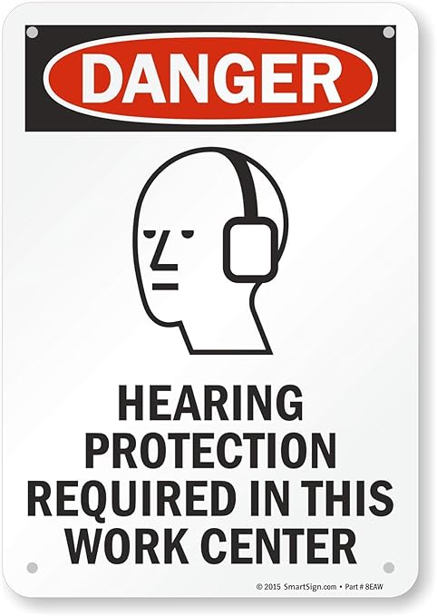 Amazon.com: SmartSign "Danger - Hearing Protection Required, In This ...