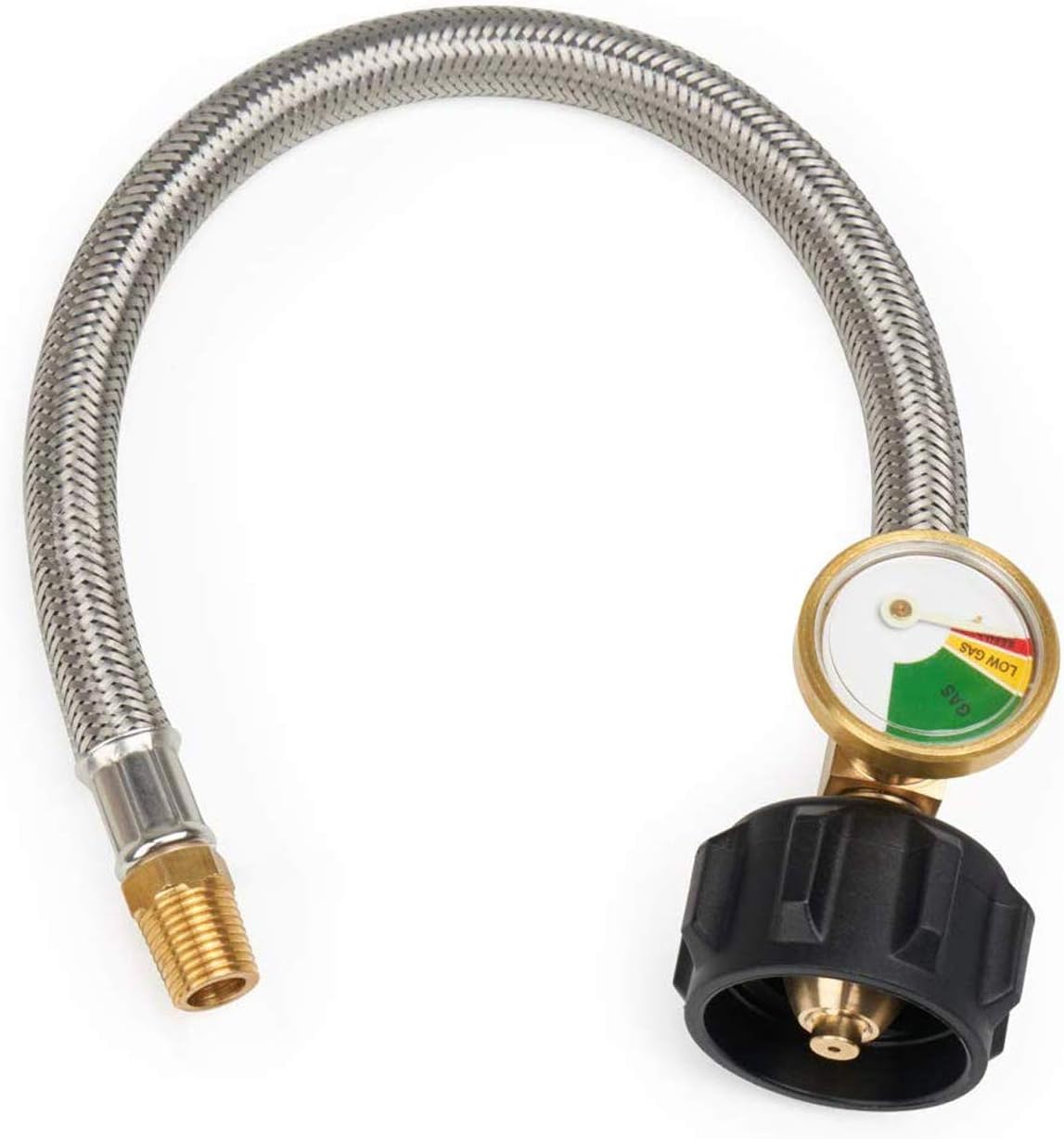 Amazon.com : SHINESTAR 12 Inch 1/4 NPT RV Propane Hose with Gauge, Stainless Steel Braided RV ...