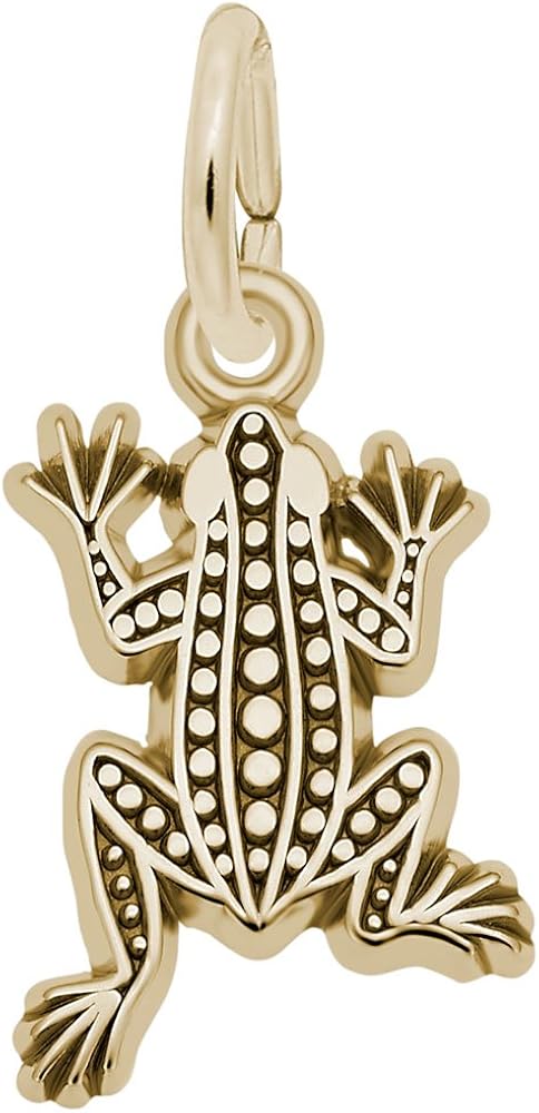 Amazon.com: 10k Yellow Gold Frog Charm, Charms for Bracelets and ...
