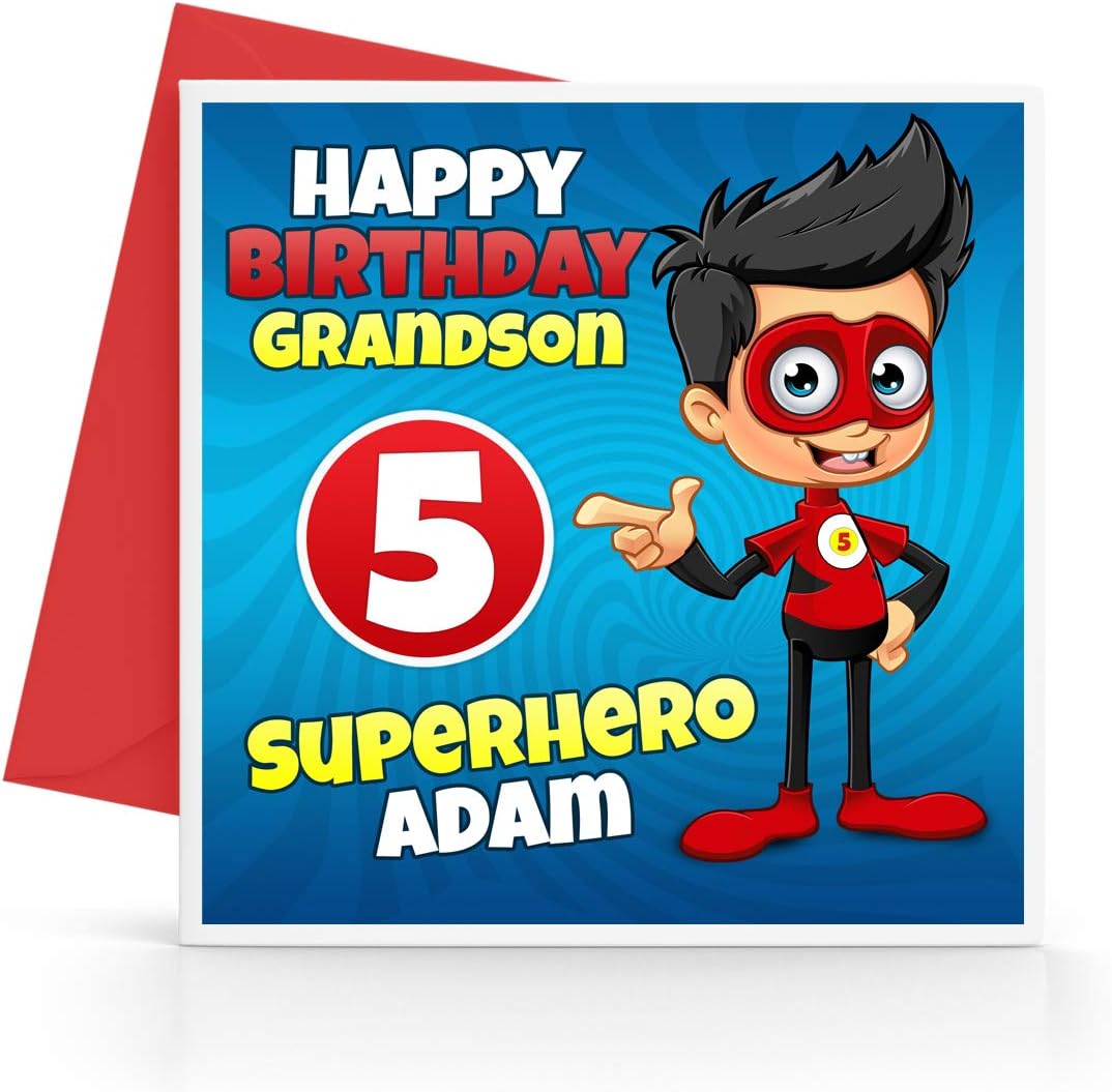 Personalised Boys Superhero Birthday Card Any Age, Relative & Message ...