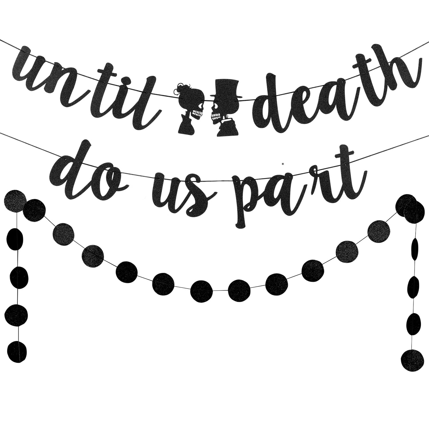 Black Glitter Till Death Do Us Part Banner, Halloween Wedding Party ...
