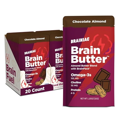 Brainiac Almond Butter Blend with Omega-3s, Chocolate Almond, 20 Count ...