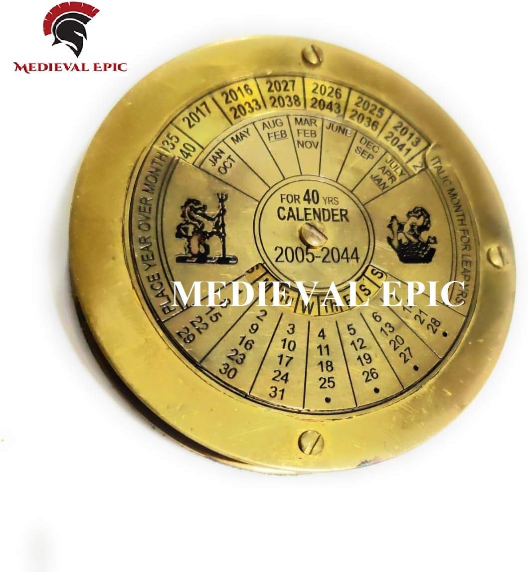 MEDIEVAL EPIC Brass Compass Nautical Magnifying Glass Vintage Calendar ...