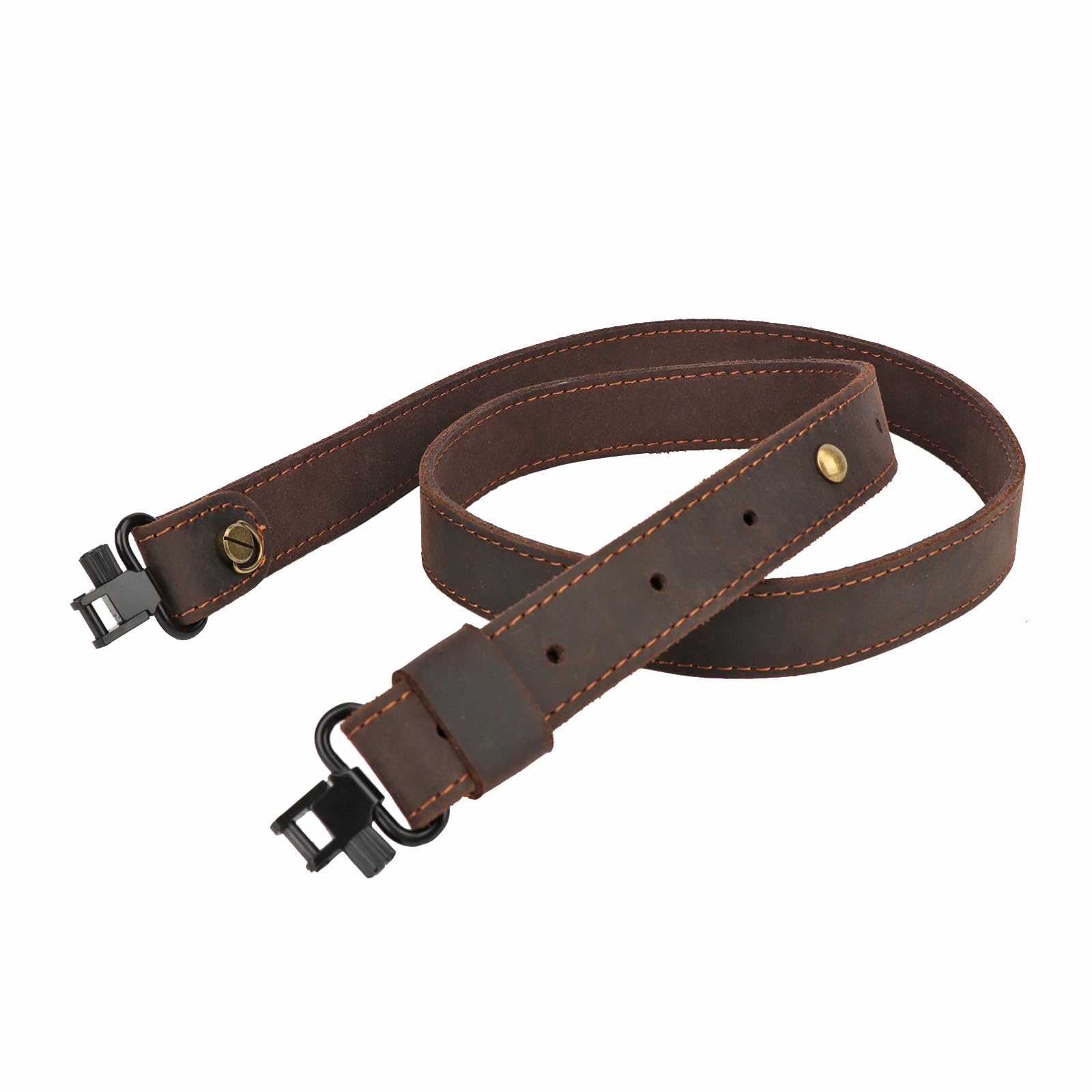 TOURBON Leather Sling with Swivles Length Adjuster Rifle Gun Strap ...